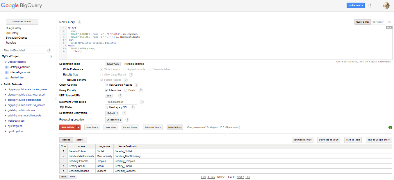 SQL espressioni regolari di Google BigQuery - Regular Expressions RegEx